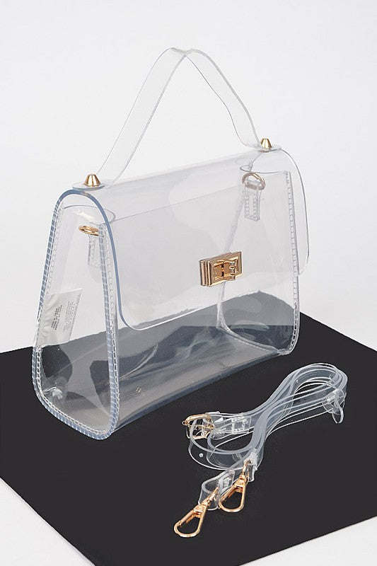 Petite Women's Cleared Transparent Crossbody Bag PVC Mix Metal Adjusta ...
